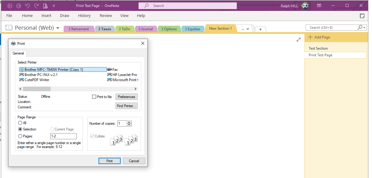 Cannot print single Pages in OneNote - Microsoft Q&A