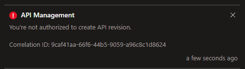 Can modify APIs but unable to create revisions - Microsoft Q&A Can modify APIs but unable to create revisions - Microsoft Q&A
