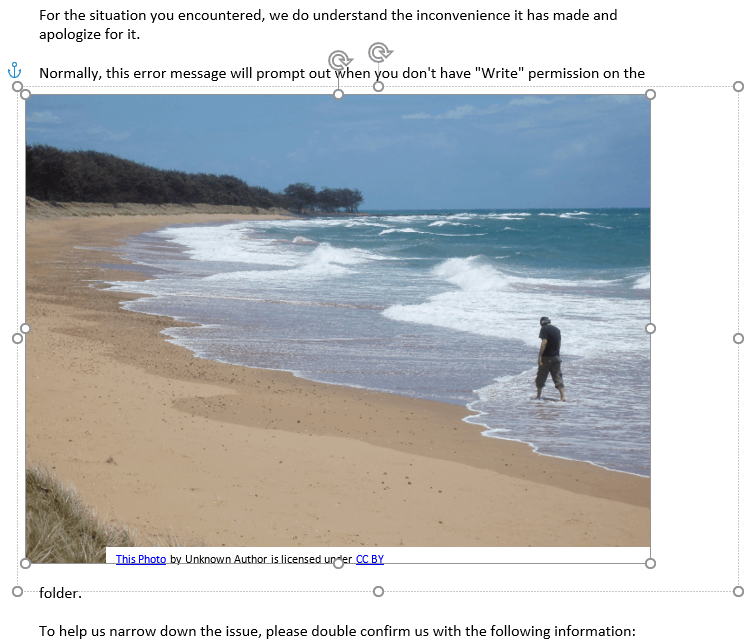 When I insert a picture, i click the option to put the text behind my ...