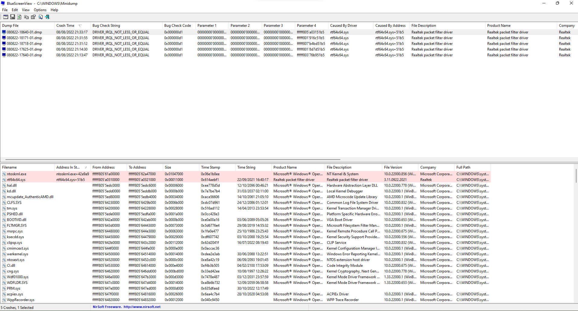 DRIVER_IRQL_NOT_LESS_OR_EQUAL BSOD caused by rtf64x64.sys - Microsoft Q&A