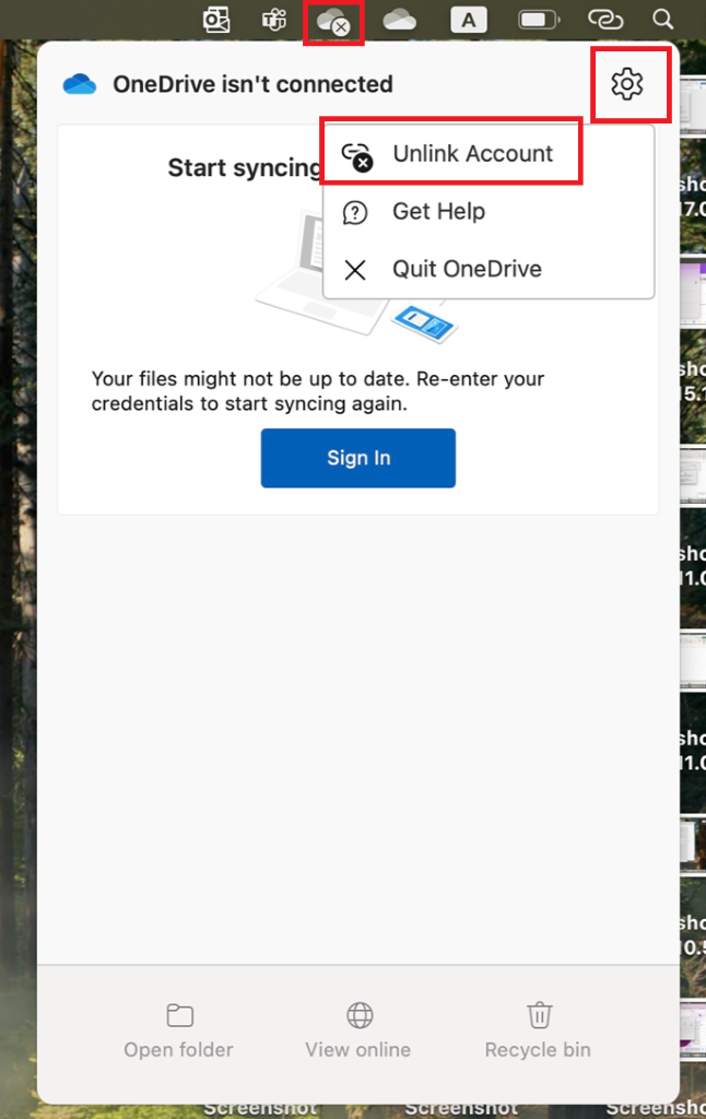 I get the message "one drive isn't connected" and I cannot connect. It ...