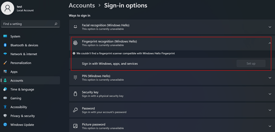 Fingerprint sign-in as default option on Windows 11 - Microsoft Q&A