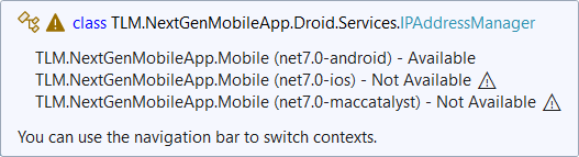 Getting errors when android/iOS platform specific service is registered ... Getting errors when android/iOS platform specific service is registered ...