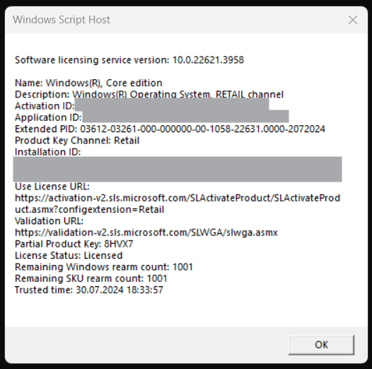 Event id: 8233. The rules engine reported a failed VL activation ...