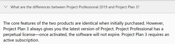 Differences in licenses between Project Plan 3, Project Plan 5 and ...