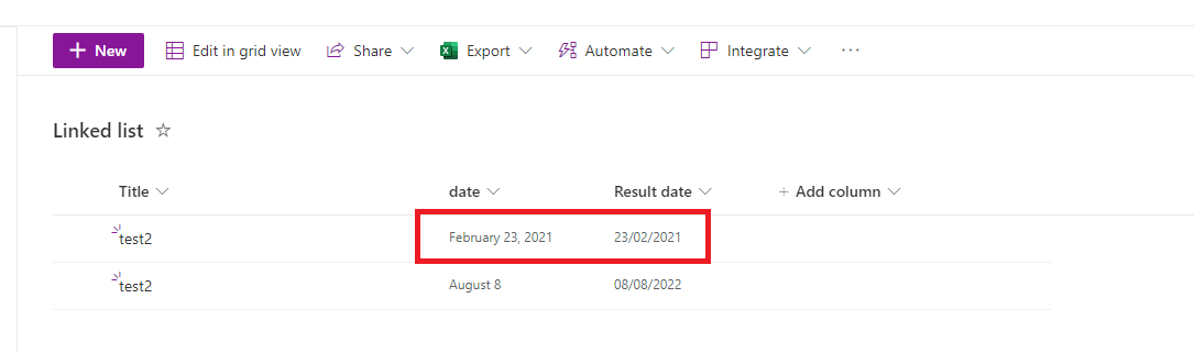Microsoft Lists column date format - Microsoft Q&A