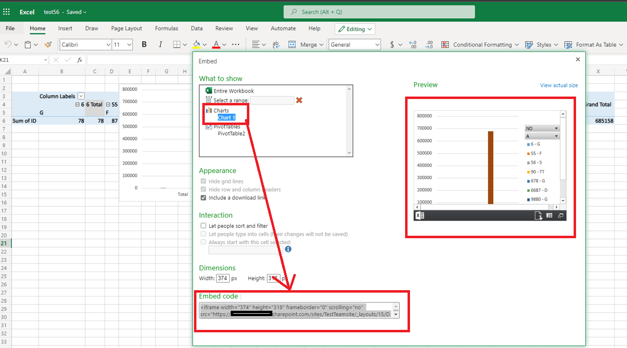 Excel pivot chart in Sharepoint not showing on mobile - Microsoft Q&A