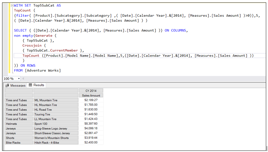Nested Topcount Between 2 Attributes Within Same Dimension Using Generate Function Not Giving