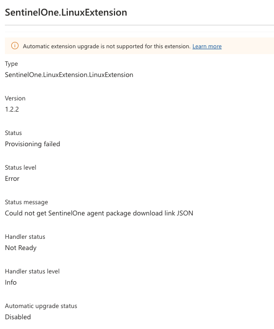 Could not get SentinelOne agent package download link on VMSS in ...