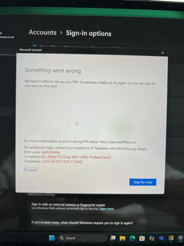Windows Hello for Business PIN Setup Fails with 0x80090010 on Azure AD-Joined Device (TPM Ready ...