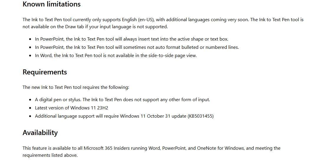 Automatic Ink to Text Tool - Microsoft Q&A