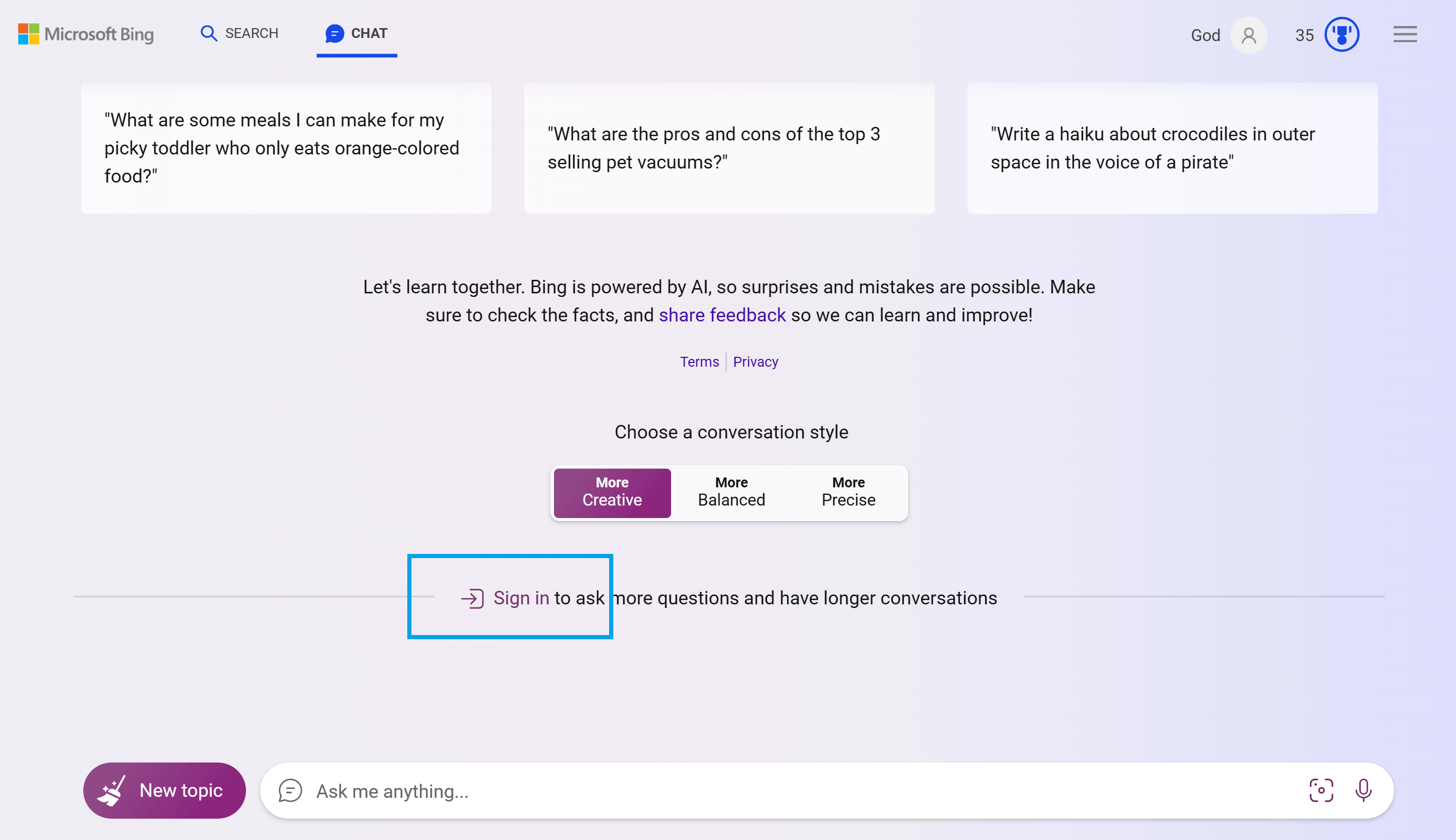 Issue with logging in to new Bing for chat feature - Microsoft Q&A