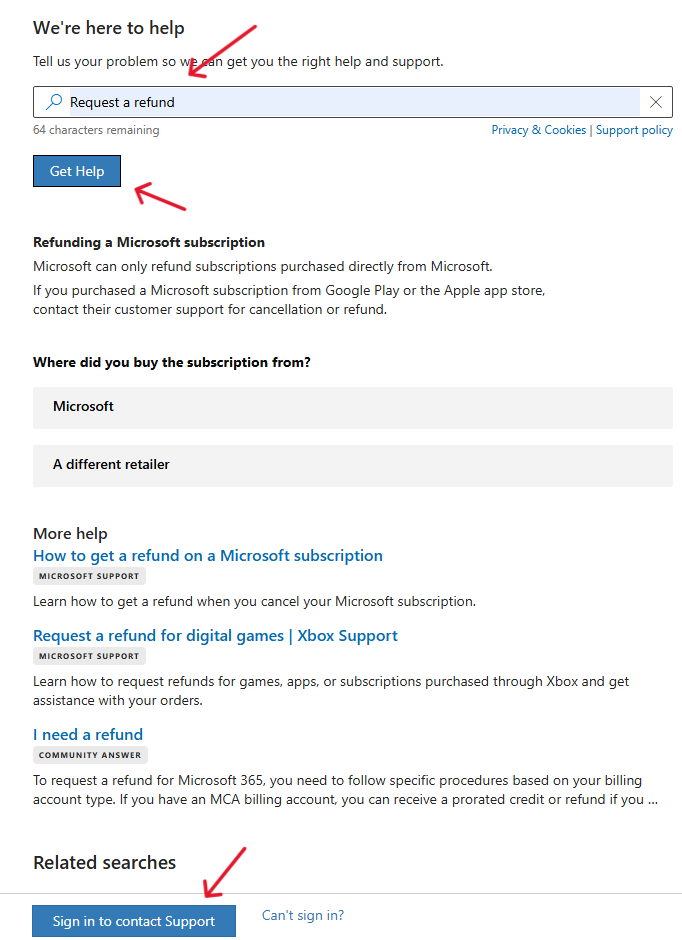 Refund for a non-functioning product purchased through Microsoft ...
