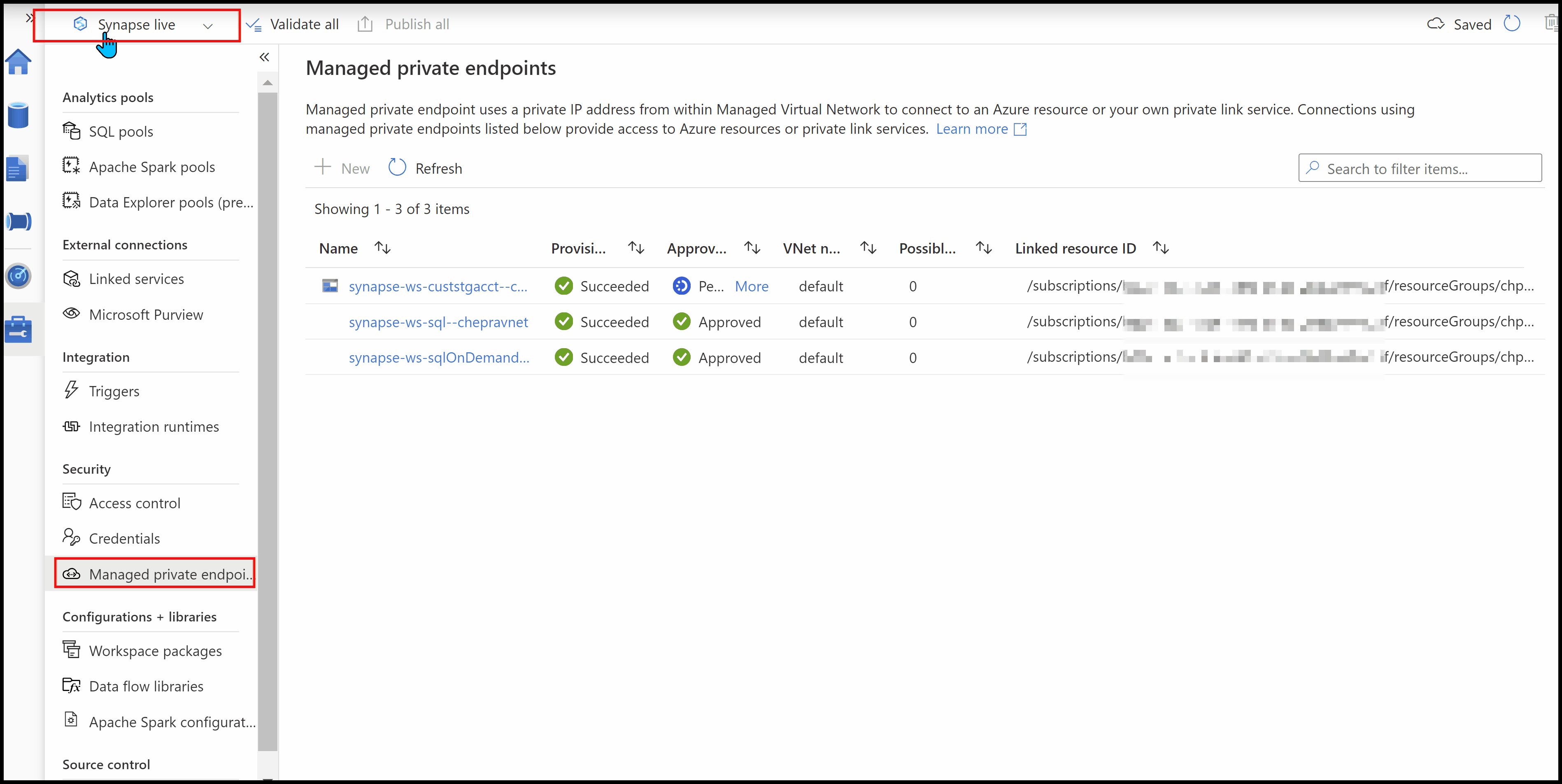 Why managed virtual enpoints disapears after connect to azure git repo? - Microsoft Q&A