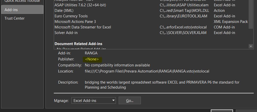 Excel VSTO add-ins publisher is none - Microsoft Q&A