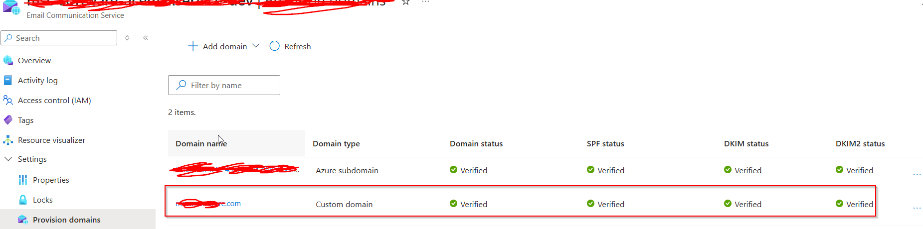 Azure Communication Service - ACS for emails, We are not able to change ...