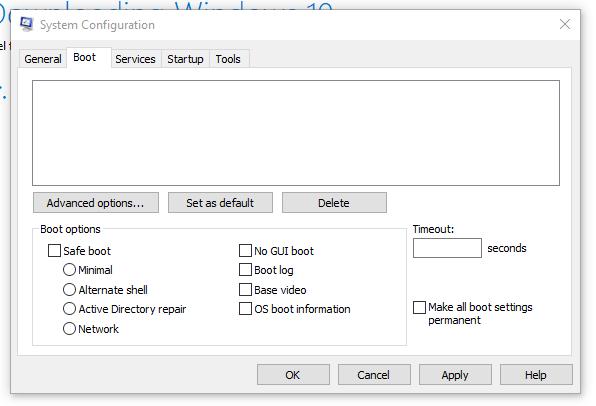 Safe Mode unavailable and System Configuration boot tab inoperable ...