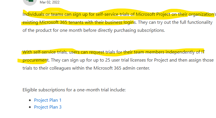 I want to download the trial version of MS Project Professional ...