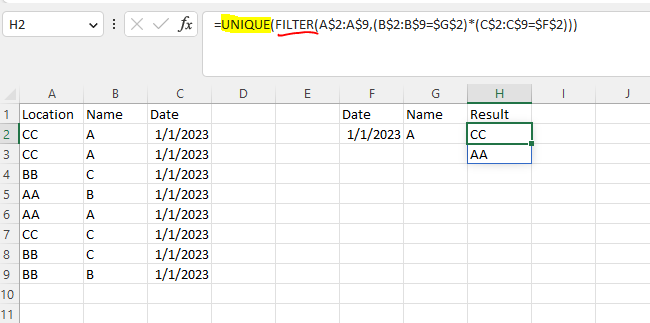 Multi-conditional search returns non-duplicate values - Microsoft Q&A