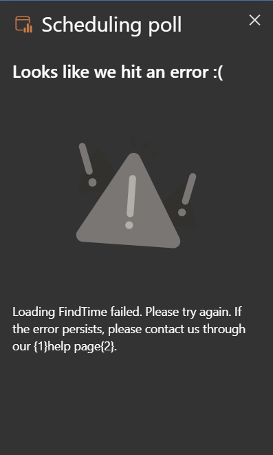 Getting An Error When Attempting To Use The New Scheduling Poll Option Microsoft Qanda