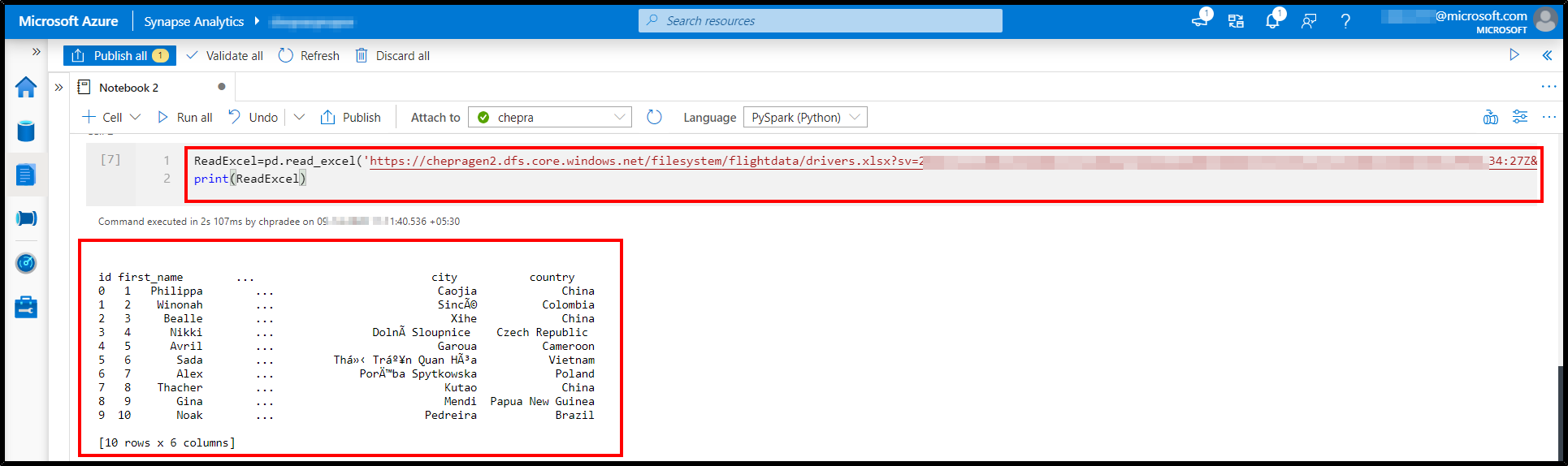 Synapse Notebook Pandas Excel File Authorisation Issue - Microsoft Q&A
