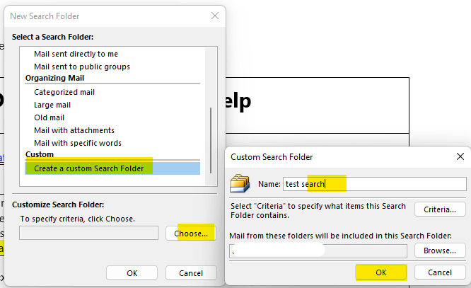 How do i create a custom search folder in Outlook 365? (Outlook on the ...