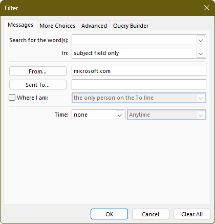 Problem with Conditional Formatting in Outlook 365 - Microsoft Q&A