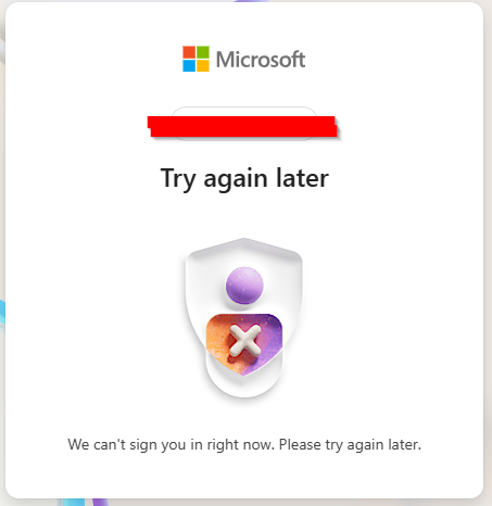 Consistent "We can't sign you right now, Please, try again later ...