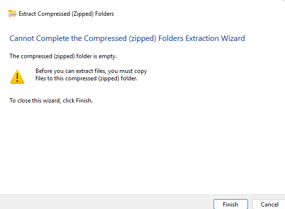 Hi, I'm trying to extract files from a zipped folder and it's not ...