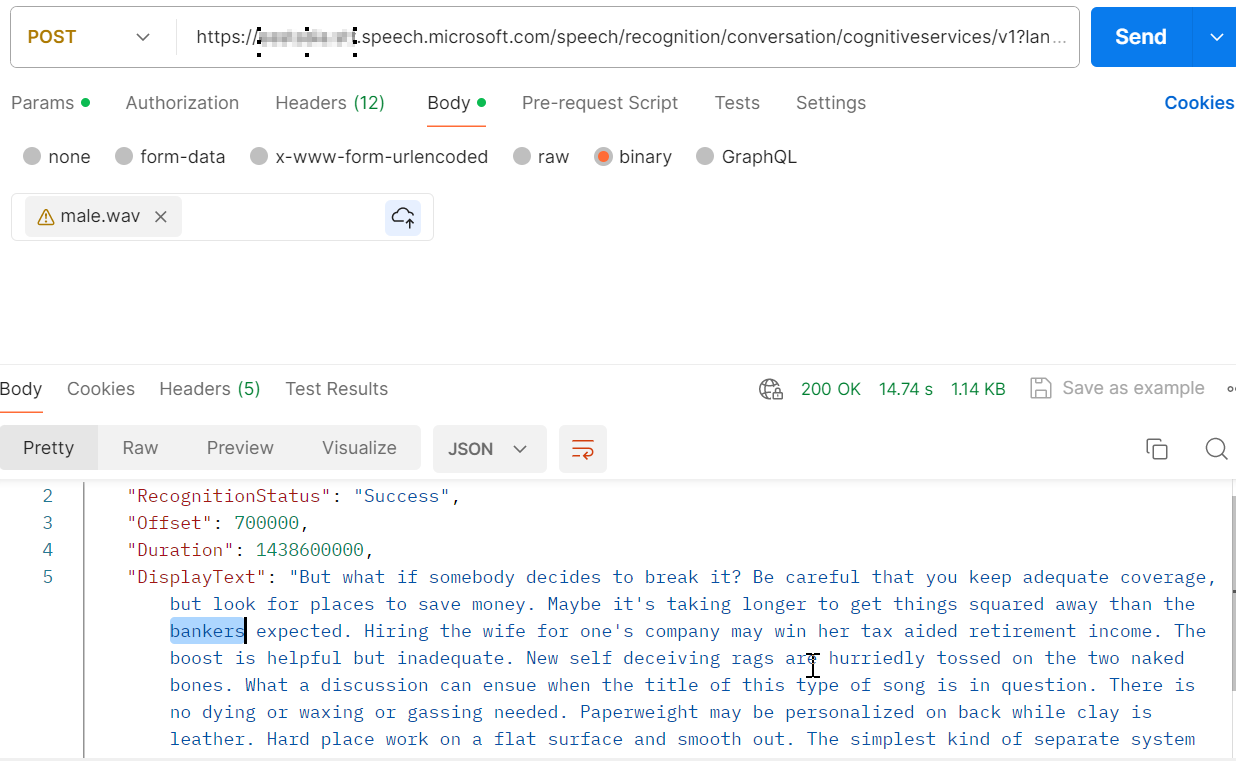 Unable to give output of Azure STT Rest API transcription as input to ... Unable to give output of Azure STT Rest API transcription as input to ...