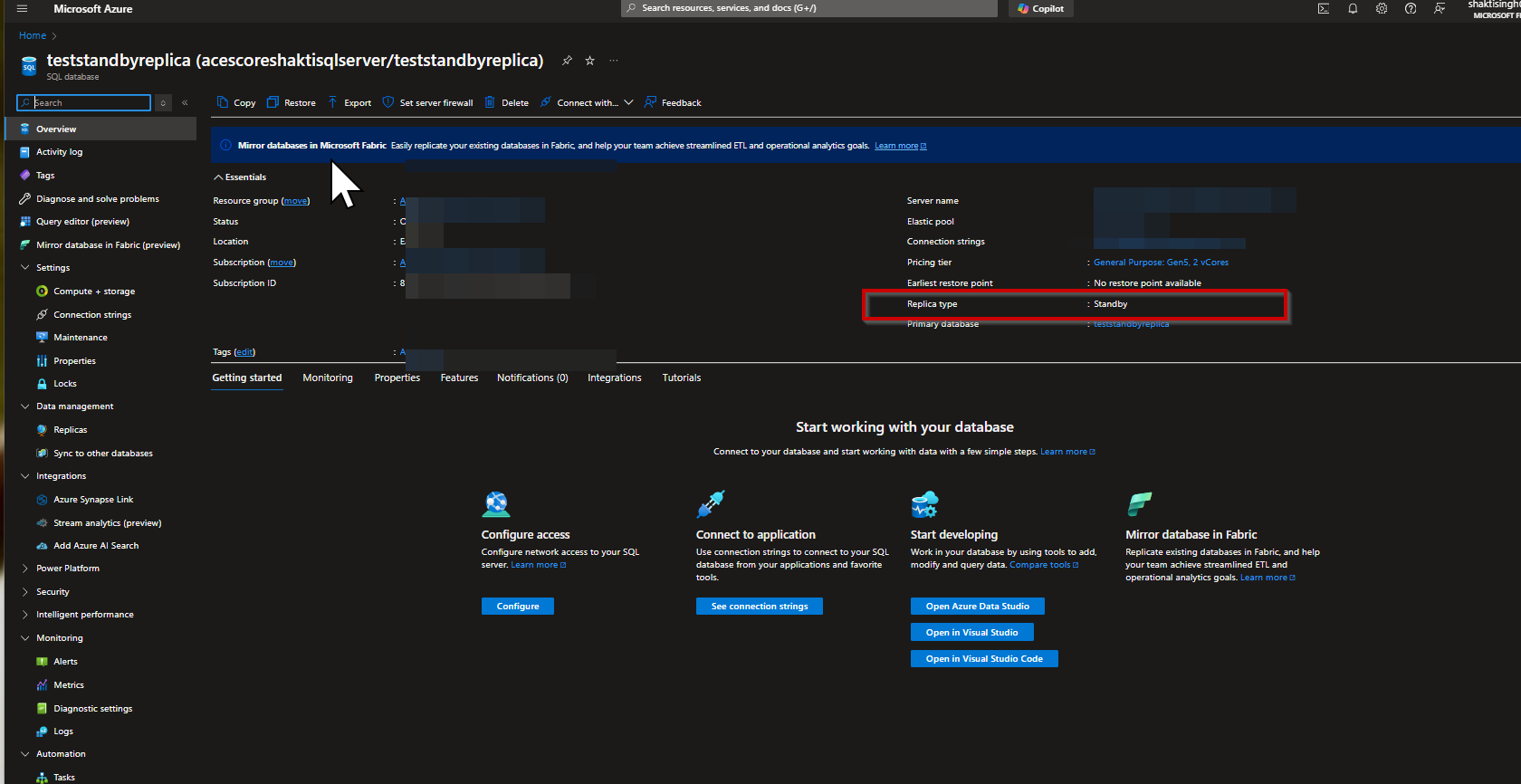 What dont I see the "Convert to Standby" on a Geo Replication setup of ...