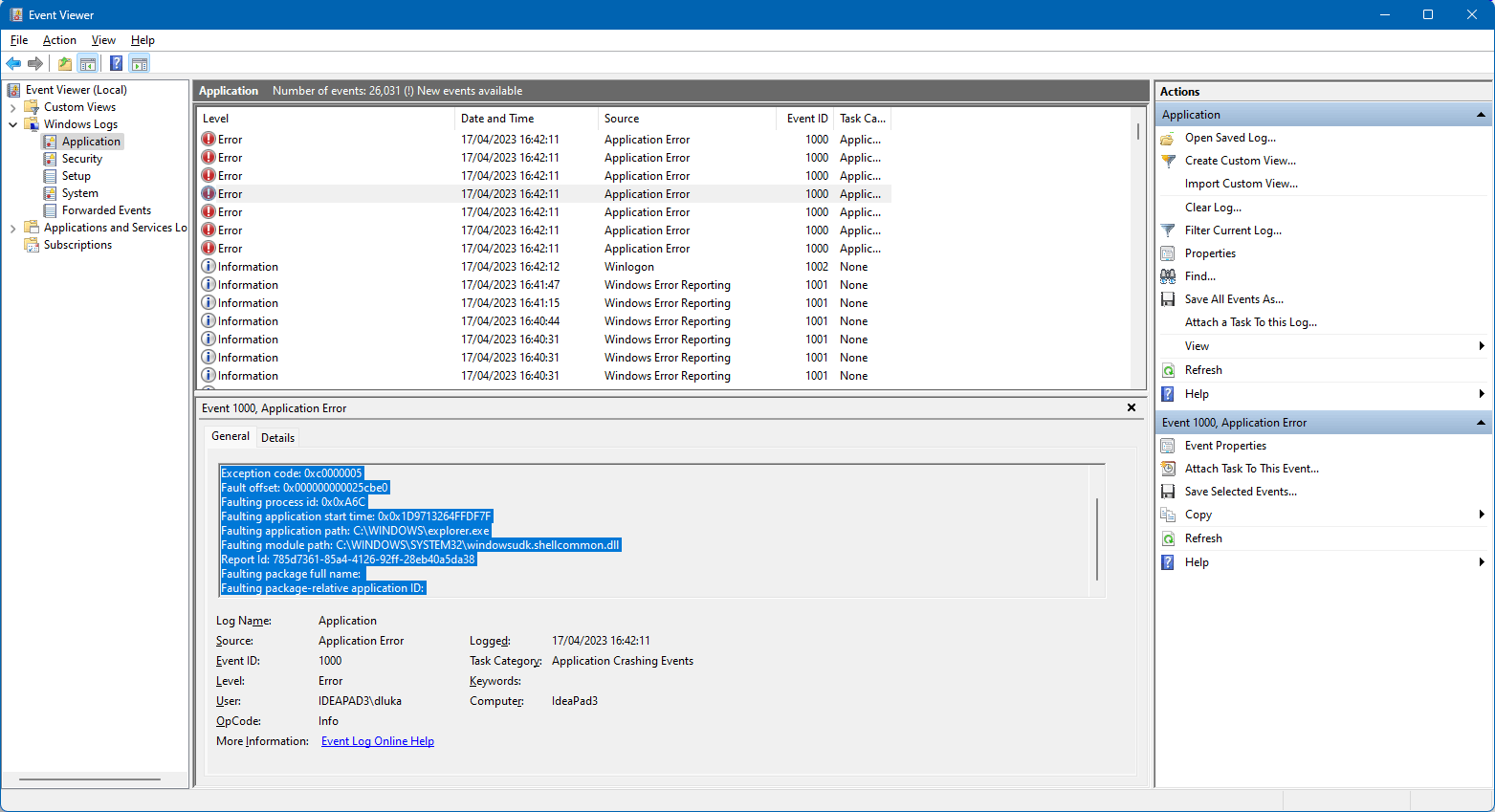 Windows 11 issue after 22H2 update :"The shell stopped unexpectedly and ...