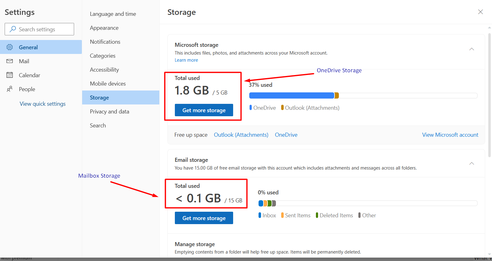 Outlook says storage is full and I can't send are receive emails, but ...