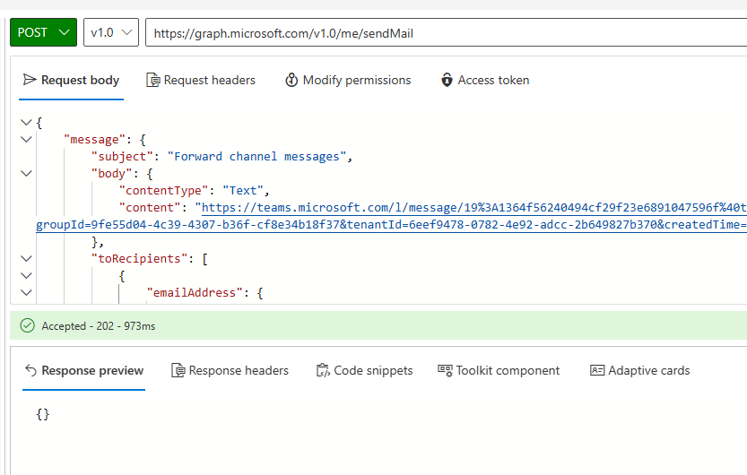 Check if there is a way to support getting message link, forwarding message to mail, and saving ...