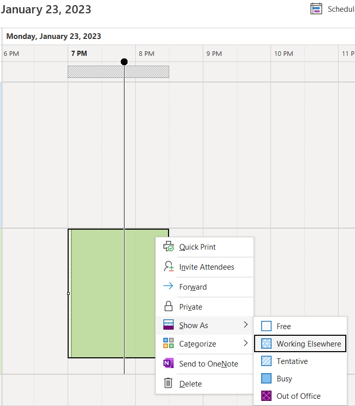 What do the Black dots on outlook free/busy mean? - Microsoft Q&A