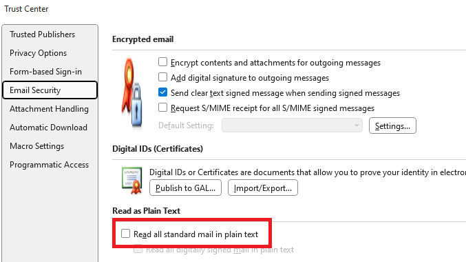 In My Outlook Email i received get in Plain text format also after do ...