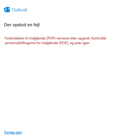 Hvordan får jeg outlook til at hente mail fra min pop3 konti igen ...