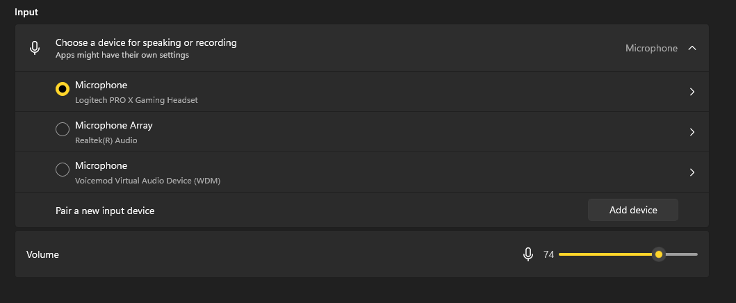 Input sound volume option - Microsoft Q&A