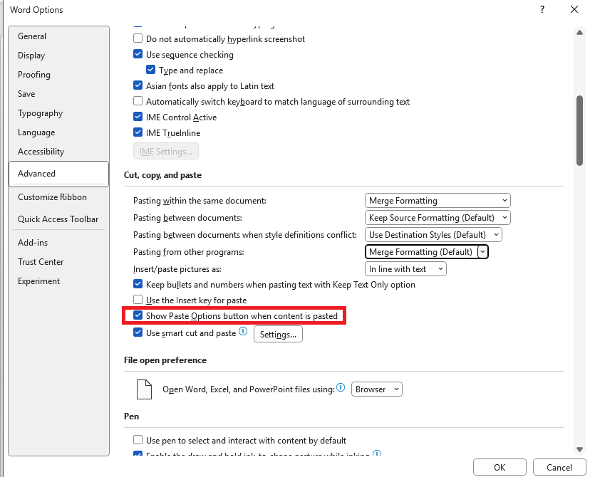 Retaining destination document page size and margins when pasting text ...