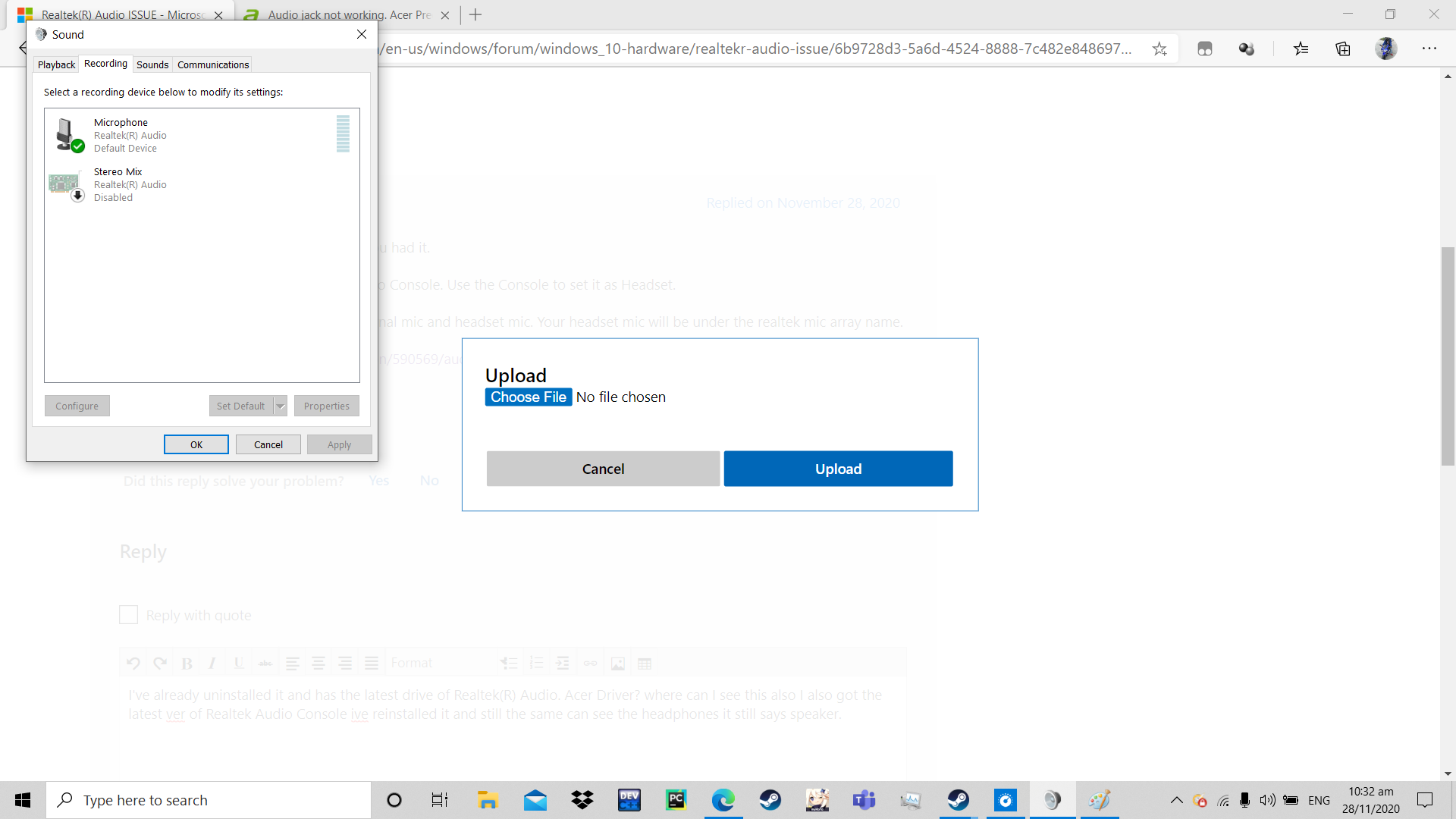 Realtek(R) Audio ISSUE - Microsoft Q&A