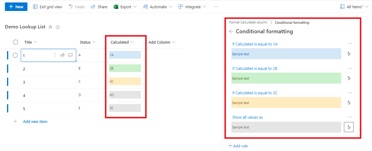 SharePoint list-Calculated column to show colours when editing list ...