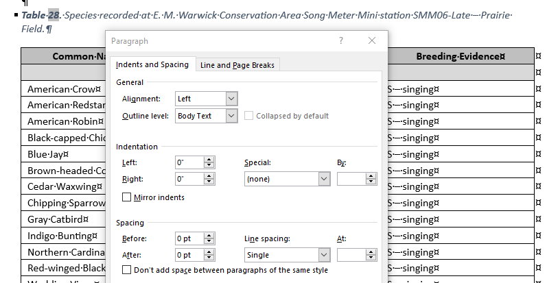 Spacing Between Table Captions and their Tables - Microsoft Q&A