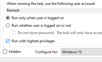 How to run an EXE within Task Scheduler on Windows 10? - Microsoft Q&A