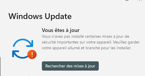 vous n'avez pas installé certaines mise a jour de sécurité importantes ...