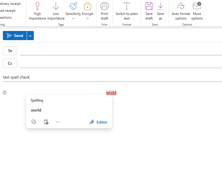 spell check on left click in Outlook - Microsoft Q&A