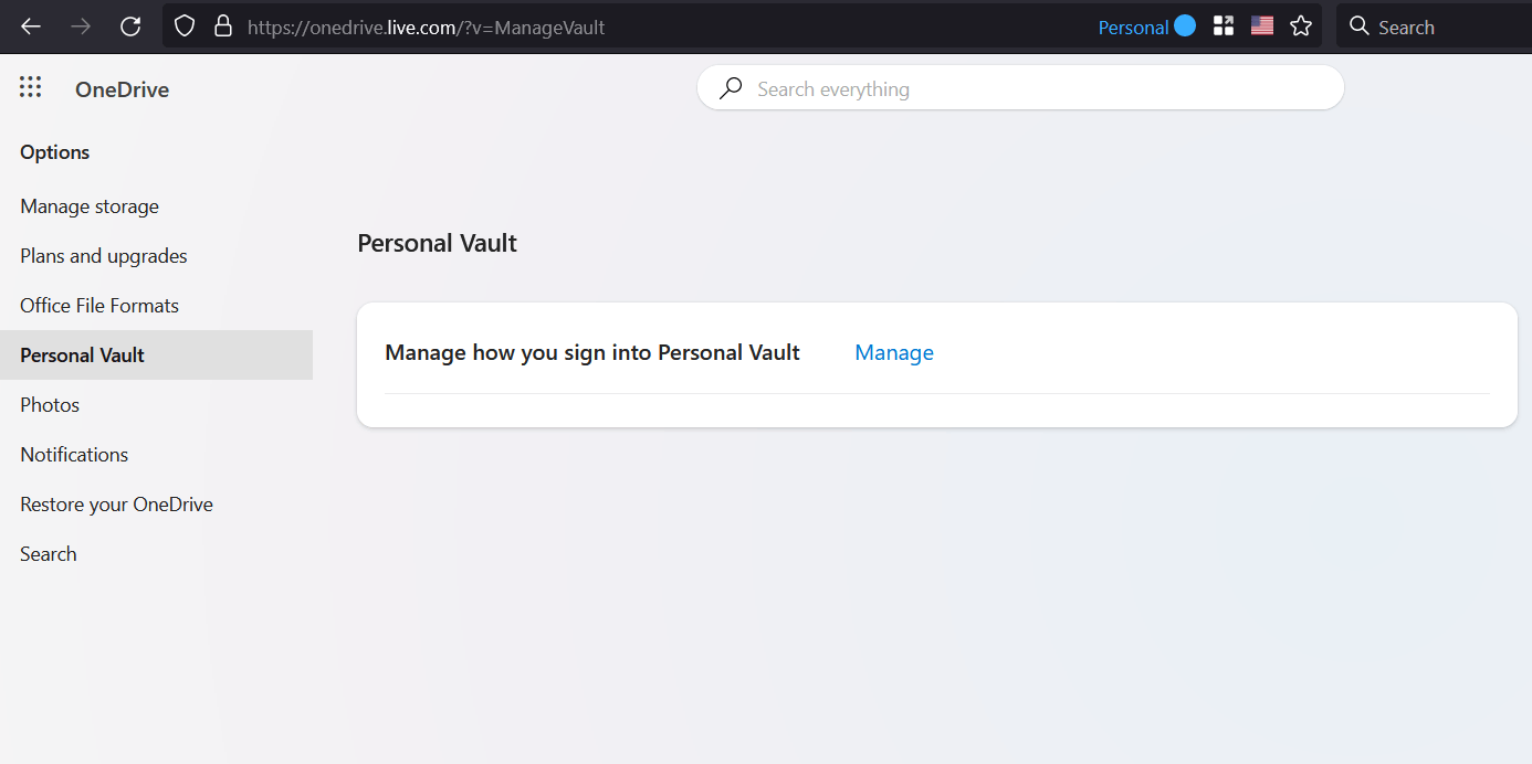 Disable Personal Vault - Microsoft Q&A
