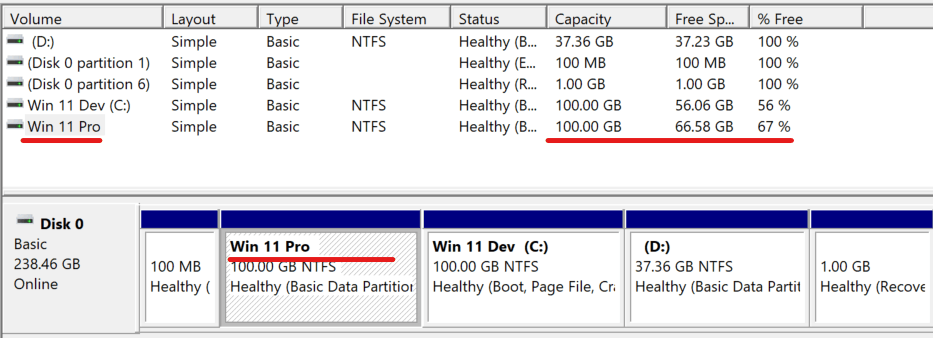 Disk Management partition free space - Microsoft Q&A