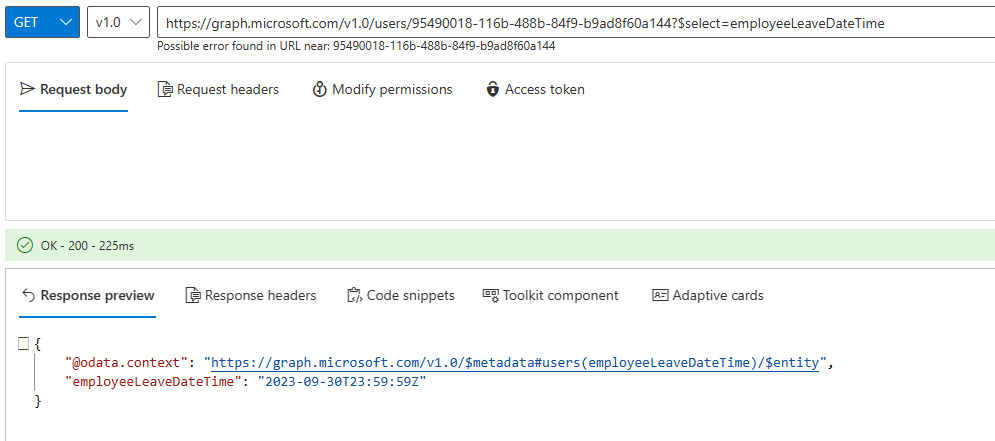 Graph - EmployeeLeaveDateTime not possible to set - Microsoft Q&A