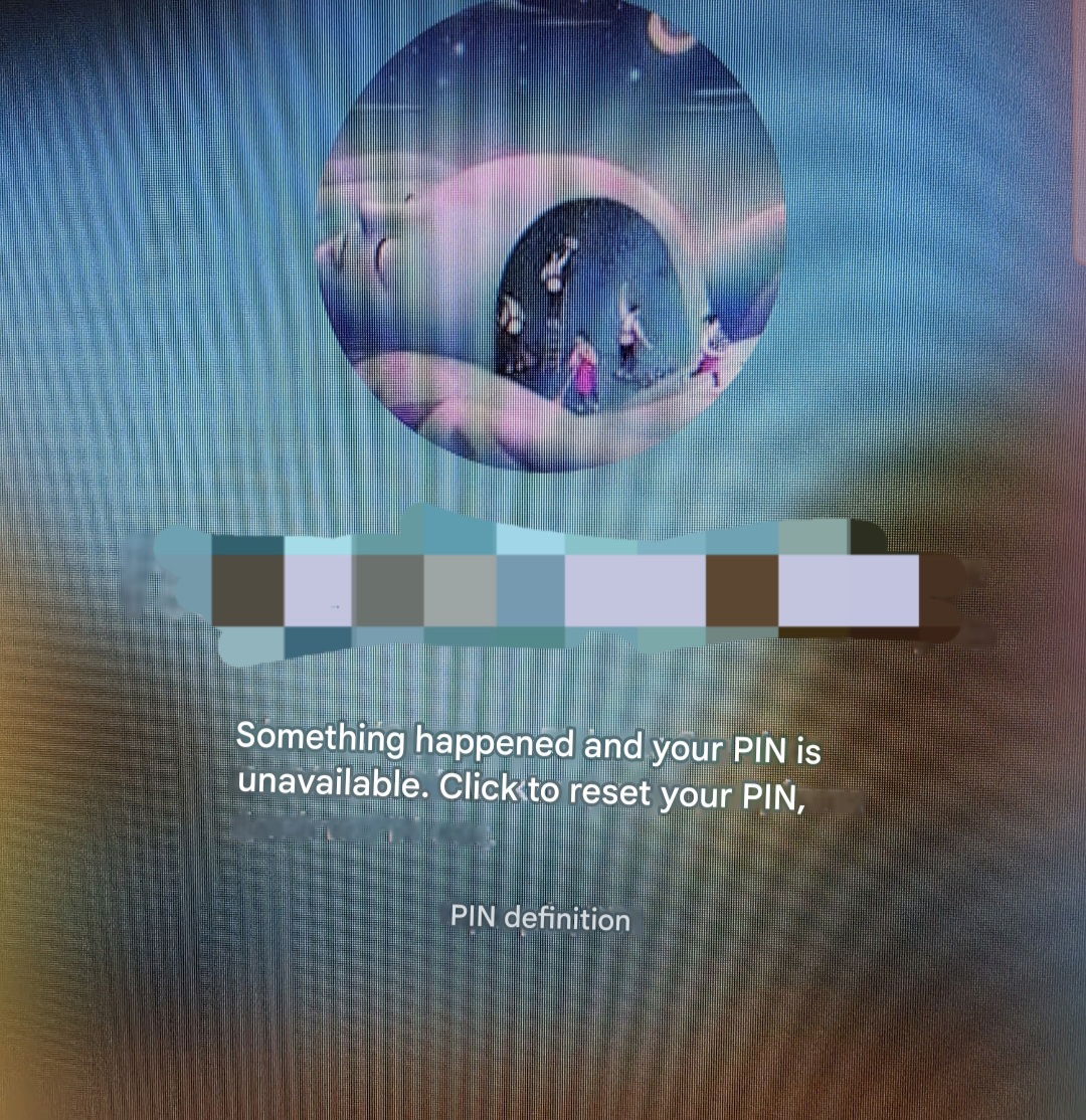 Something happened and your PIN isn't available. Click here to set up a ...