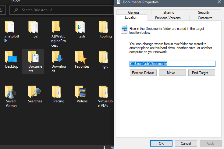 How to change Windows 10 default documents folder to Windows user's ...